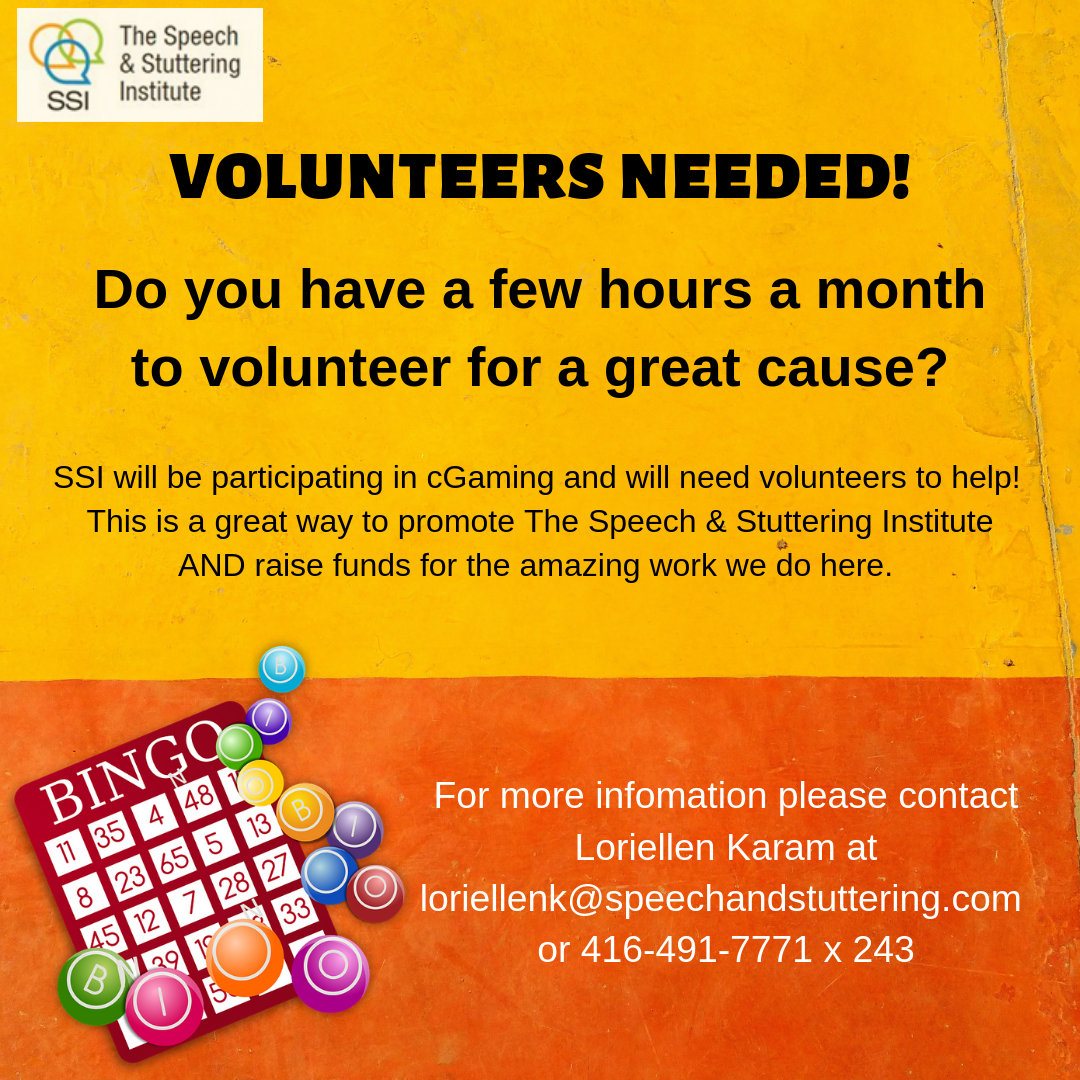 bingo volunteers needed! - The Speech & Stuttering Institute