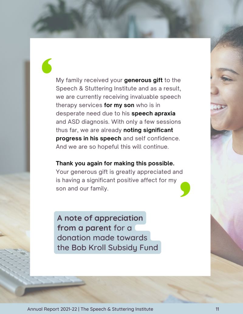 Annual Report 2021/22 - The Speech & Stuttering Institute