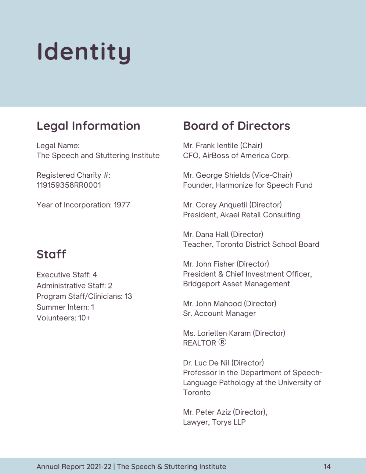 Annual Report 2021/22 - The Speech & Stuttering Institute