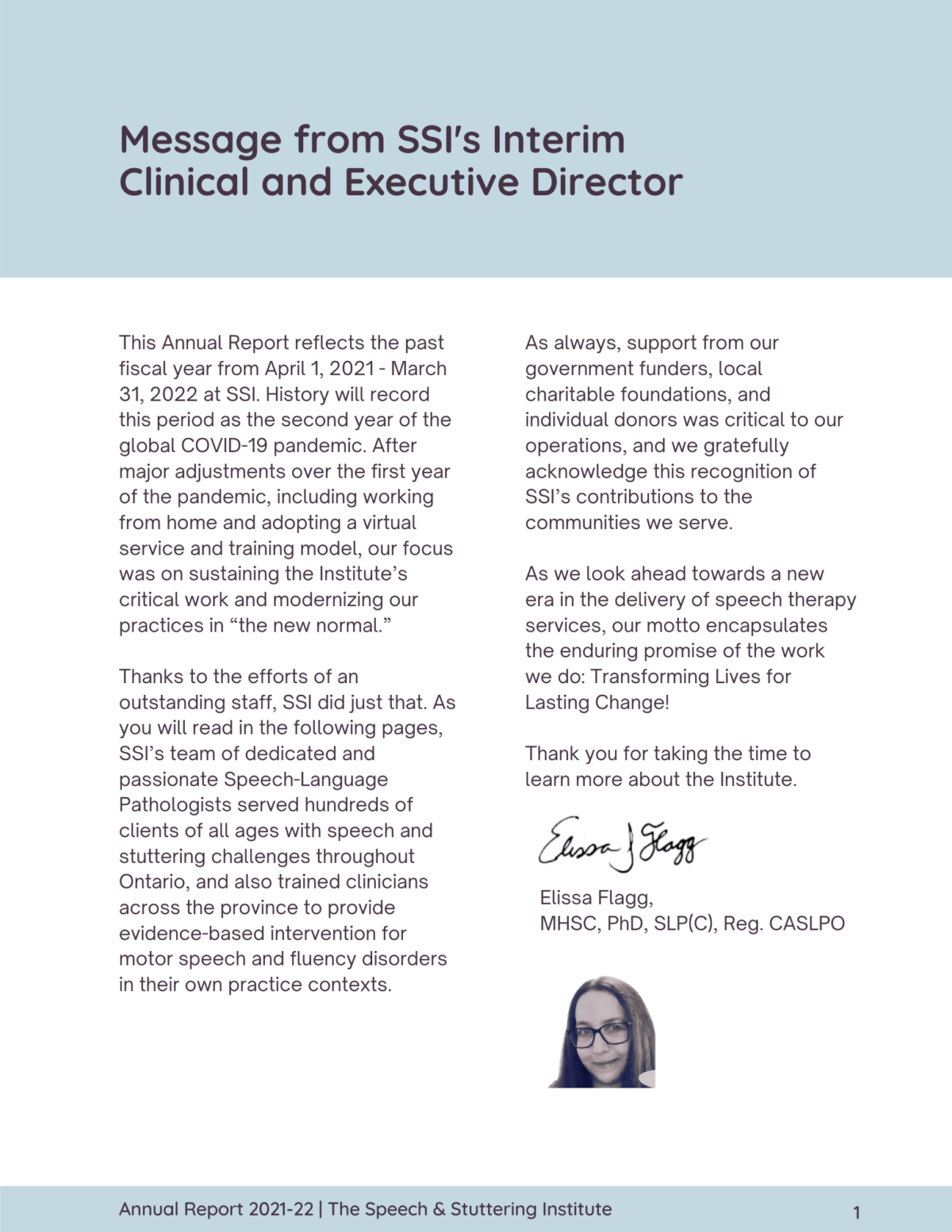 Annual Report 2021/22 - The Speech & Stuttering Institute